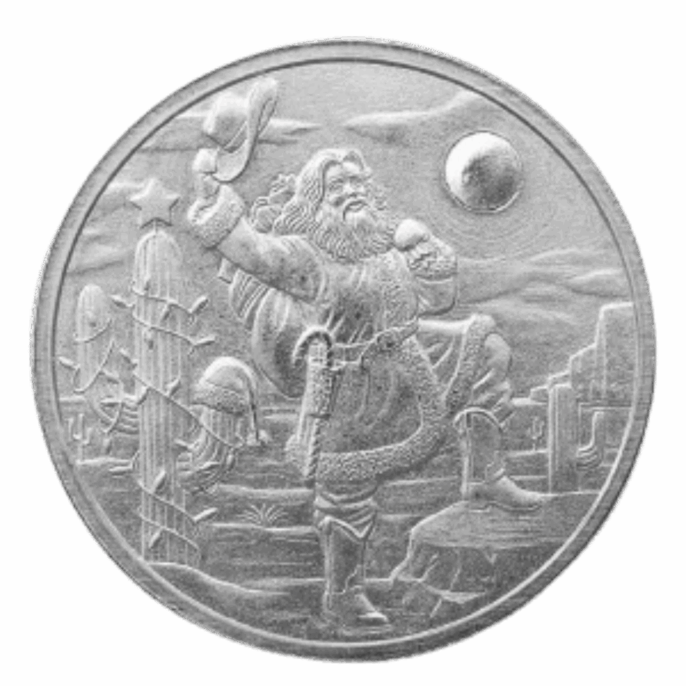 Western Santa 1 oz Silver Christmas Round - Shop Gold, Silver, and ...